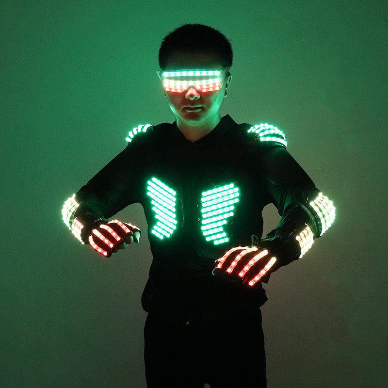Full Color LED Armor Luminous Jackets Light Up Costume Suit Bar Dance ...