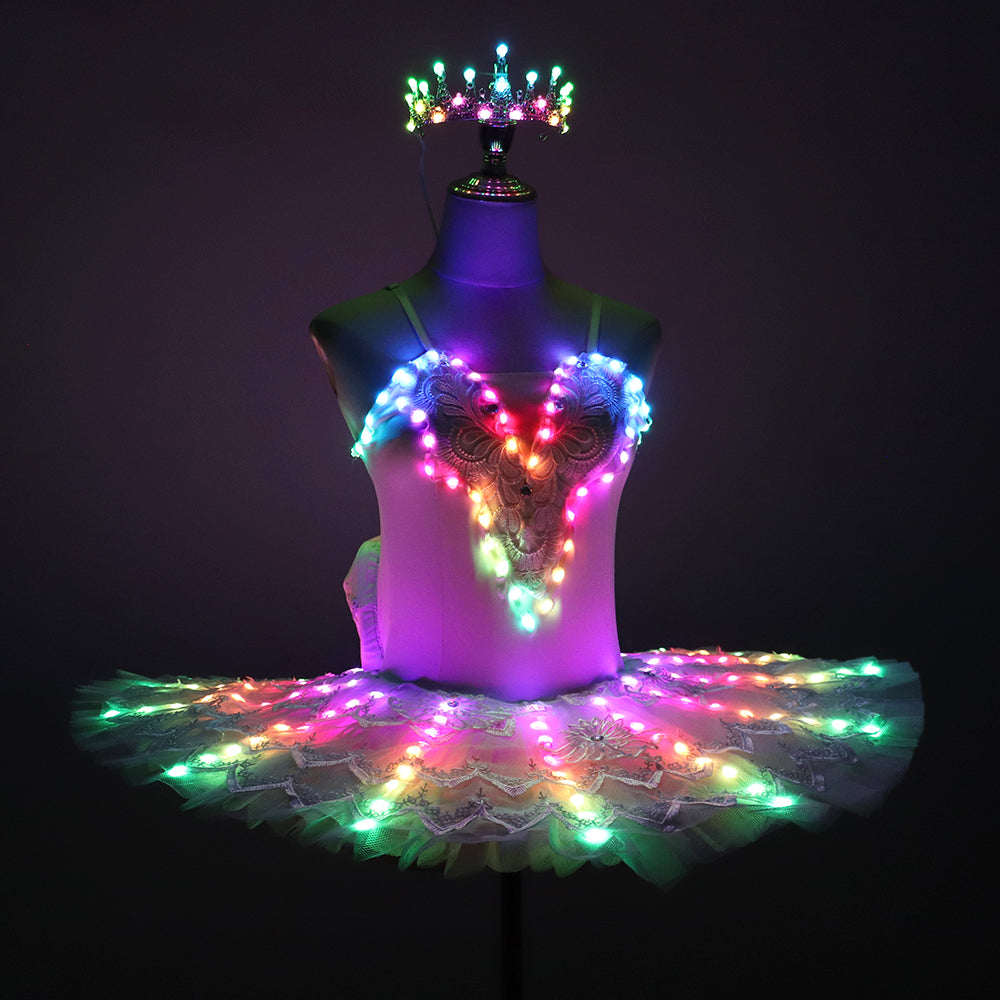 Full Color Pixel LED Ballet Skirt Light Up Luminous Dresses White LED ...