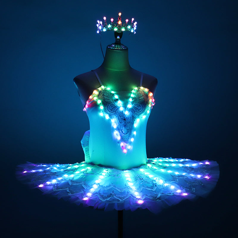 Full Color Pixel Led Ballet Skirt Light Up Luminous Dresses White Led