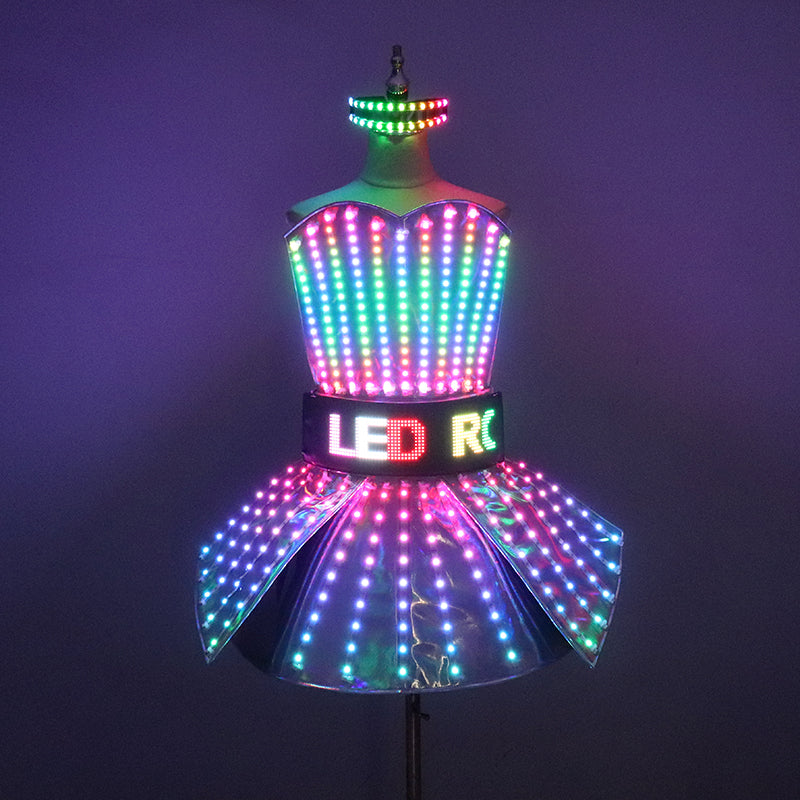 Full Color LED Costume Laser Mirror Luminous Dress Bar Dj Gogo Dancer ...