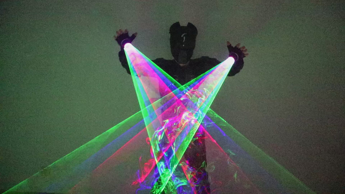 Red Green Blue Laser Vortex Gloves – LED Robot Suit