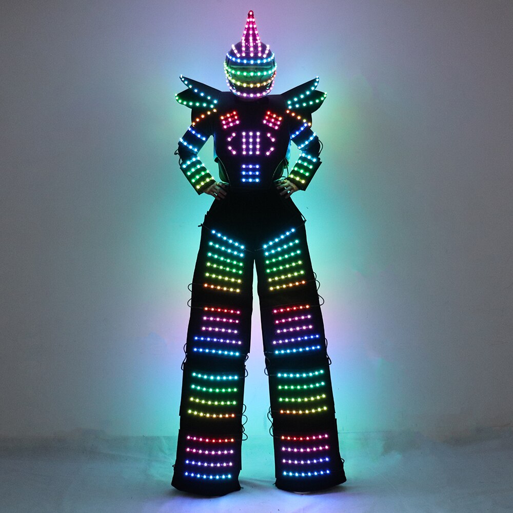 Full Color Pixel LED Robot Costume Clothes Light Up Stilts Walker Clot ...