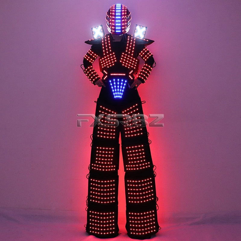 Trajes LED Robot Costume RGB Change Color LED Clothing Helmet Stilts W ...