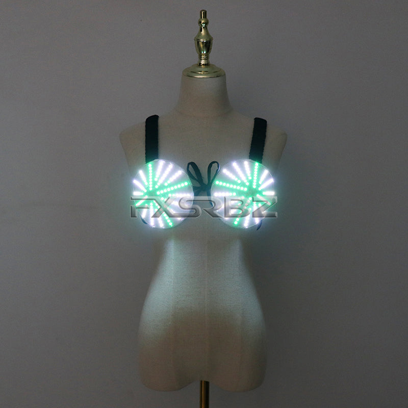 Pixel LED Bra Discolored Sexy Underwear Party Dress Belly Dance Light ...