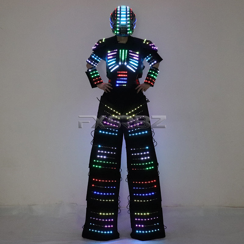 Full Color Smart Pixel LED Robot Suit Costume Light Up Stilts Walker C